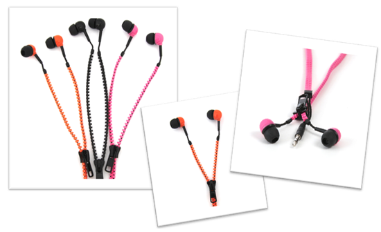 Zip-up, Look Sharp: earphones with adjustable zip cable